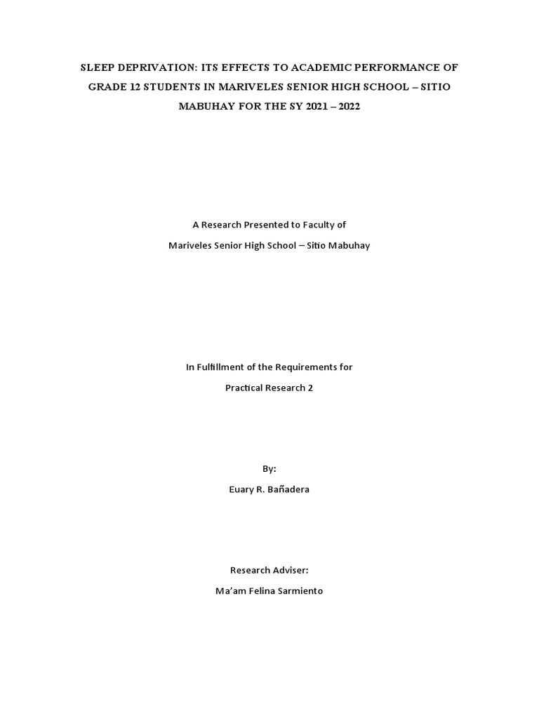 Final Paper Practical Research 2 | PDF | Sleep | Sleep Deprivation