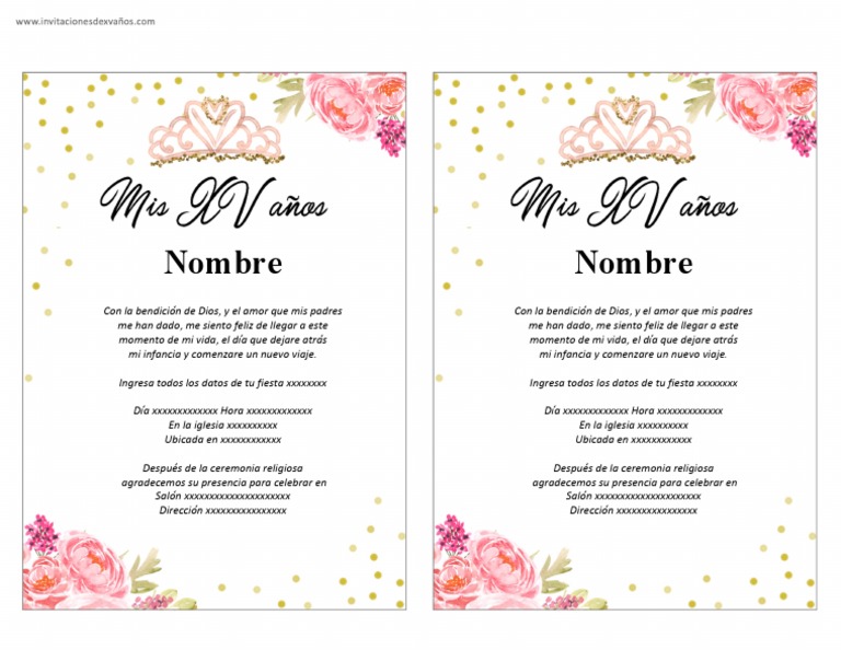 Invitaciones para Editar 15 Años | PDF