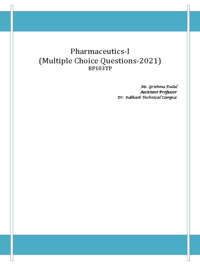 Dispensing Pharmacy MCQS | PDF | Emulsion | Medical Prescription