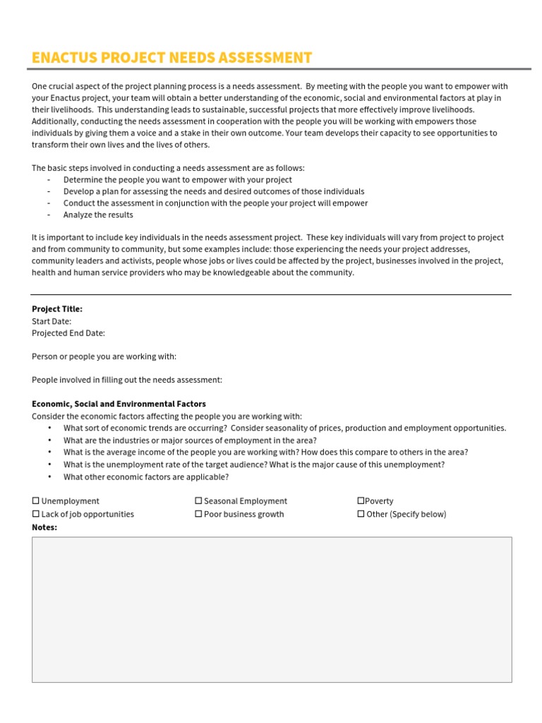 Project Need Assessment | PDF | Needs Assessment | Poverty