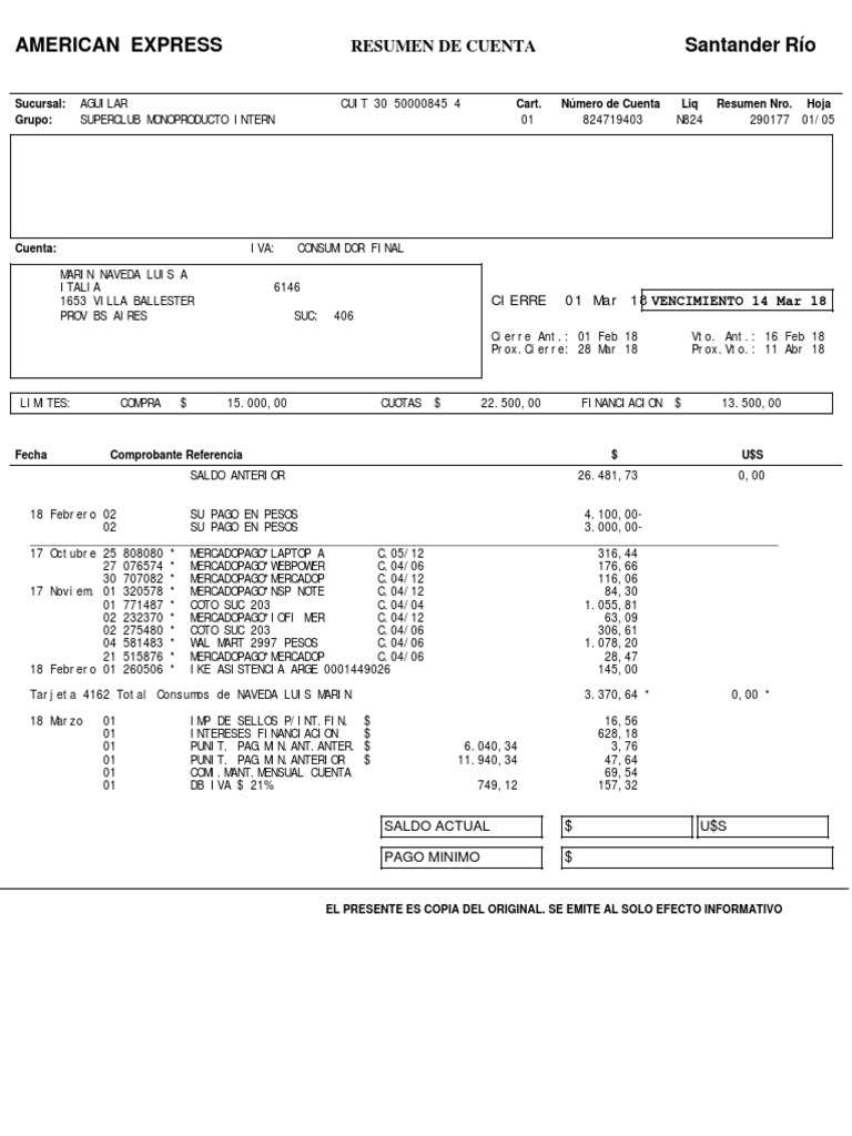 Resumen | PDF | Tarjeta de crédito | Impuesto al valor agregado