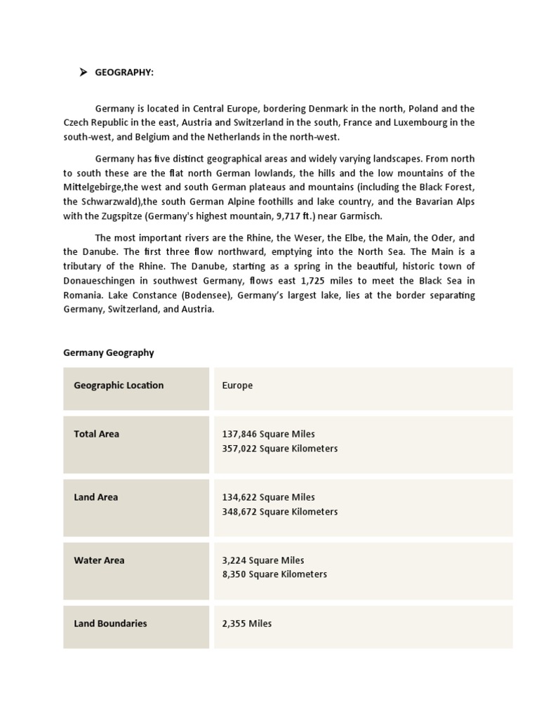 Germany Geography Overview | PDF | Germany | World Politics