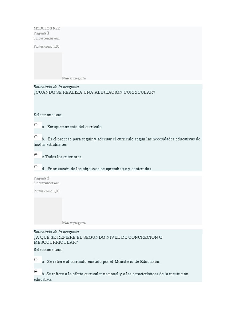 Modulo 3 Nee | PDF | Plan de estudios | Evaluación