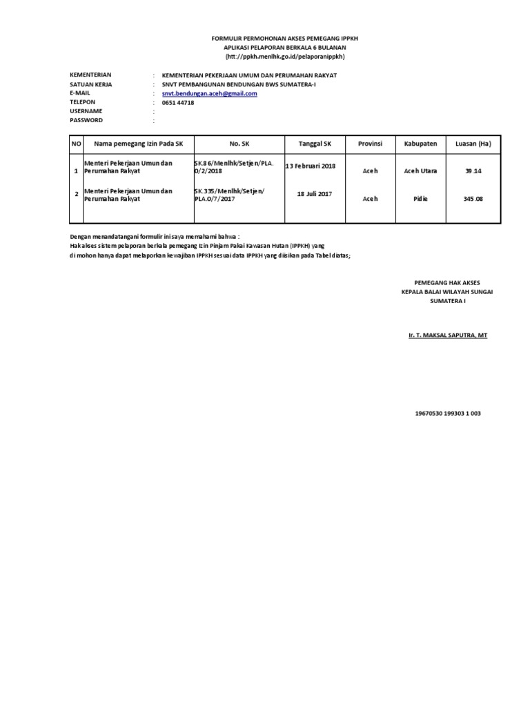 Tabel Kewajiban IPPKH Dan Usulan Perrmohonan Akses Pemegang IPPKH | PDF