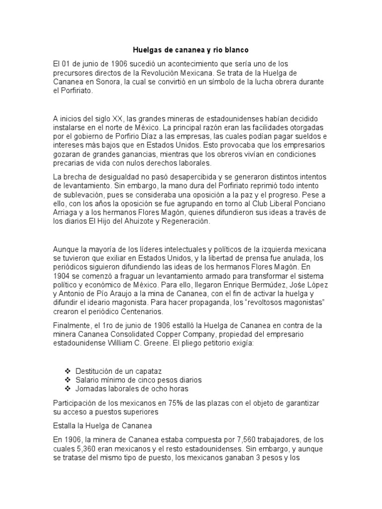 Huelgas de Cananea y Río Blanco | PDF | Gobierno