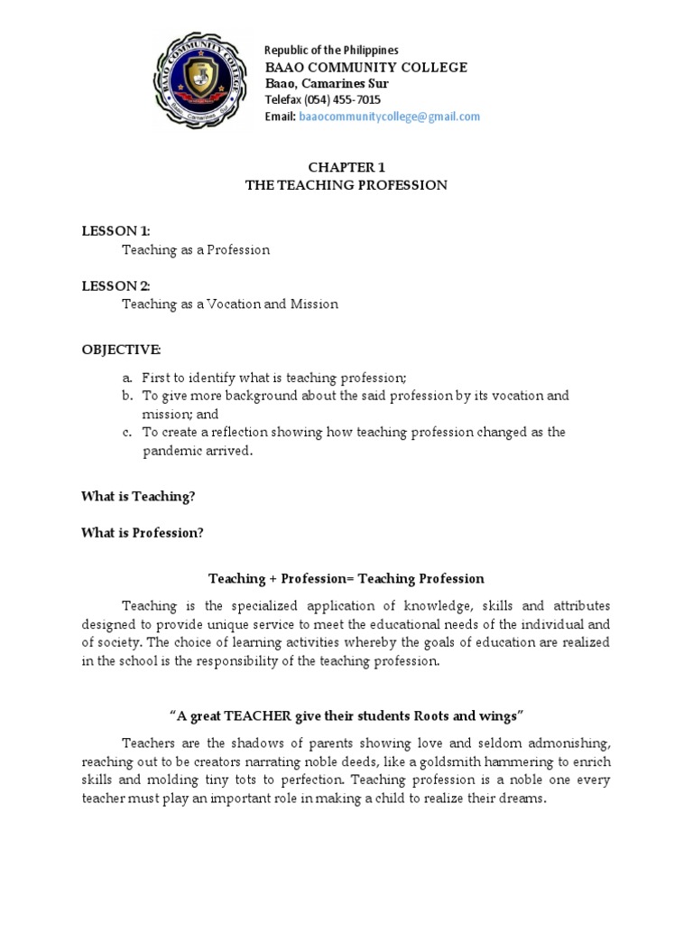 Teaching Profession Overview and Insights | PDF | Teachers | Philosophy ...