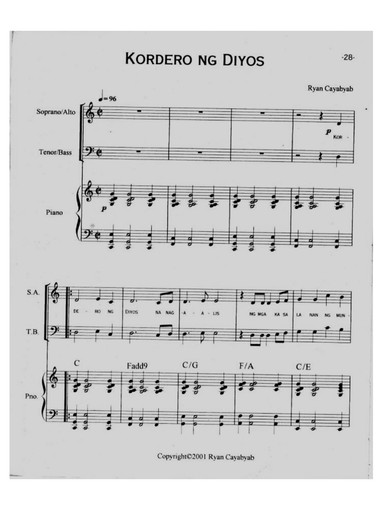 Kordero NG Diyos (MSP) - Ryan Cayabyab | PDF