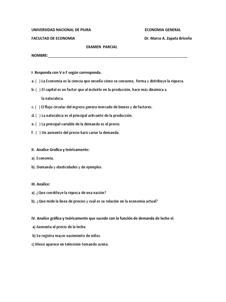 Examen Parcial Contabilidad | PDF | Precios | Oferta y demanda