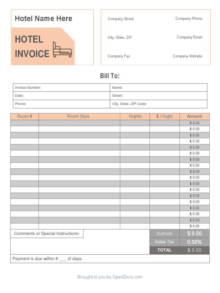 Hotel Invoice Template | Download Free PDF | Payments | Taxes