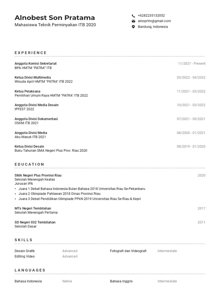 CV - Media Publication - Alnobest Son Pratama | PDF