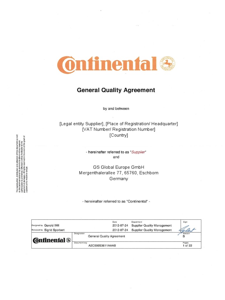 Continental GQA 150429 | PDF | Specification (Technical Standard) | Audit