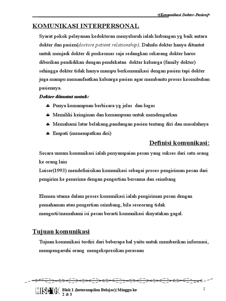 Komunikasi Efektif Dokter-Pasien | PDF