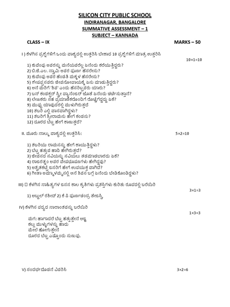 Kannada Papers | PDF