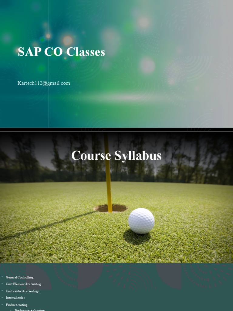 SAP CO Classes | PDF