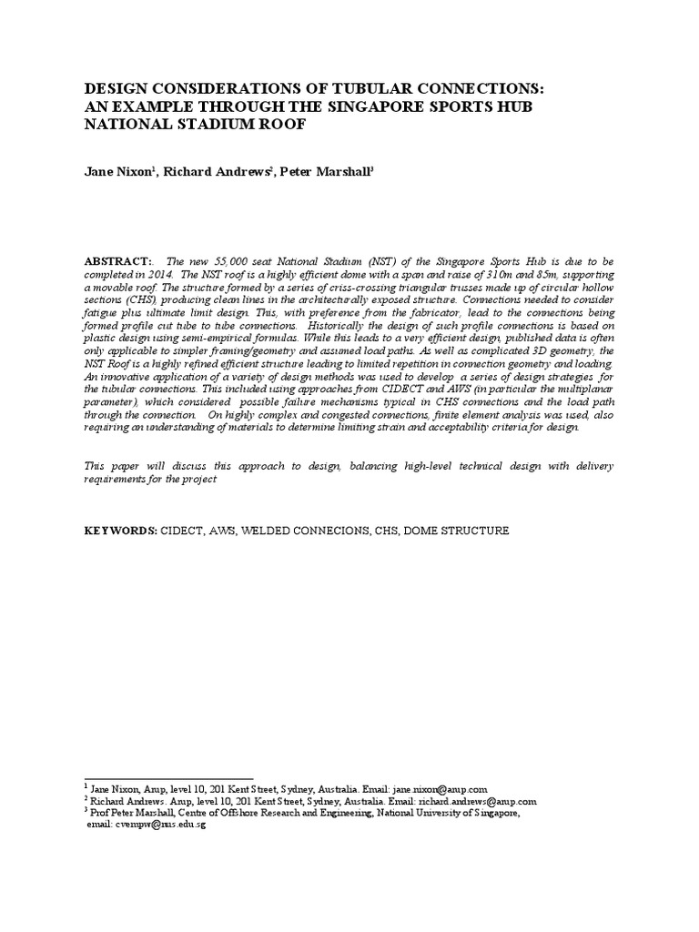 Design Considerations of Tubular Connections: An Example Through The ...