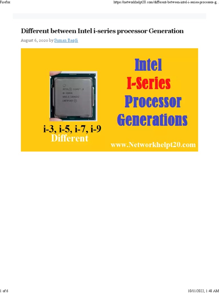 Different Between Intel I-Series Processor Generation - Network Help | PDF | Intel | Central ...