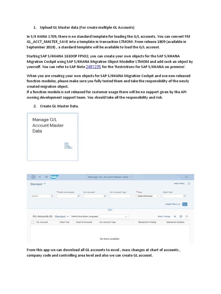 Uploading GL Master Data in S/4 HANA | PDF | Mobile App | Application ...