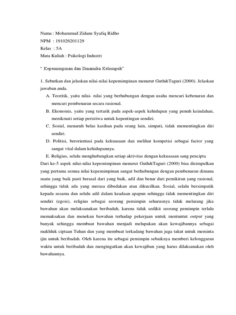 Tugas 3 Kepemimpinan Dan Dinamika Kelompok | PDF | Karier & Perkembangan | Pengembangan Diri