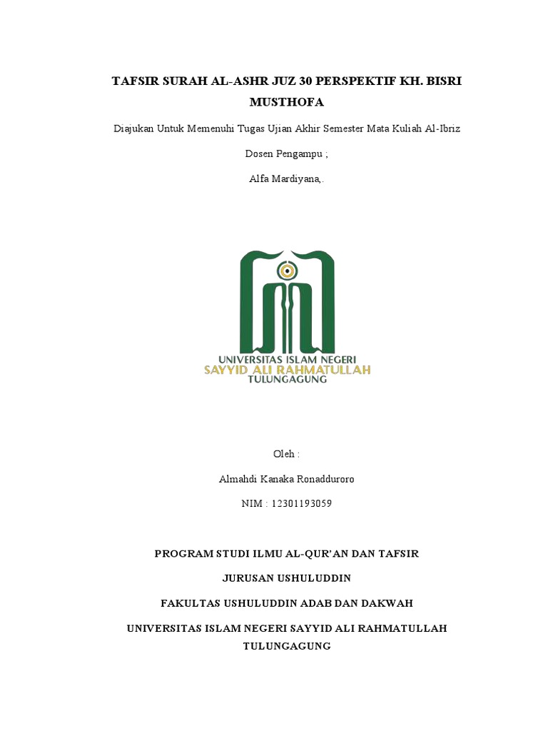 UAS Tafsir Al-Ibriz 3 | PDF | Agama & Spiritualitas