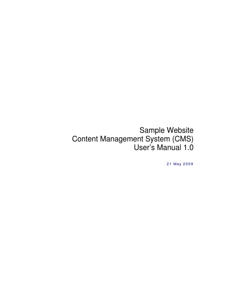 Sample Website Content Management System (CMS) User's Manual 1.0 | PDF ...