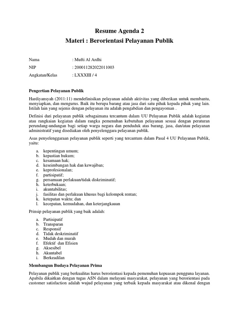 Resume Agenda 2 ASN Ber-AKHLAK | PDF