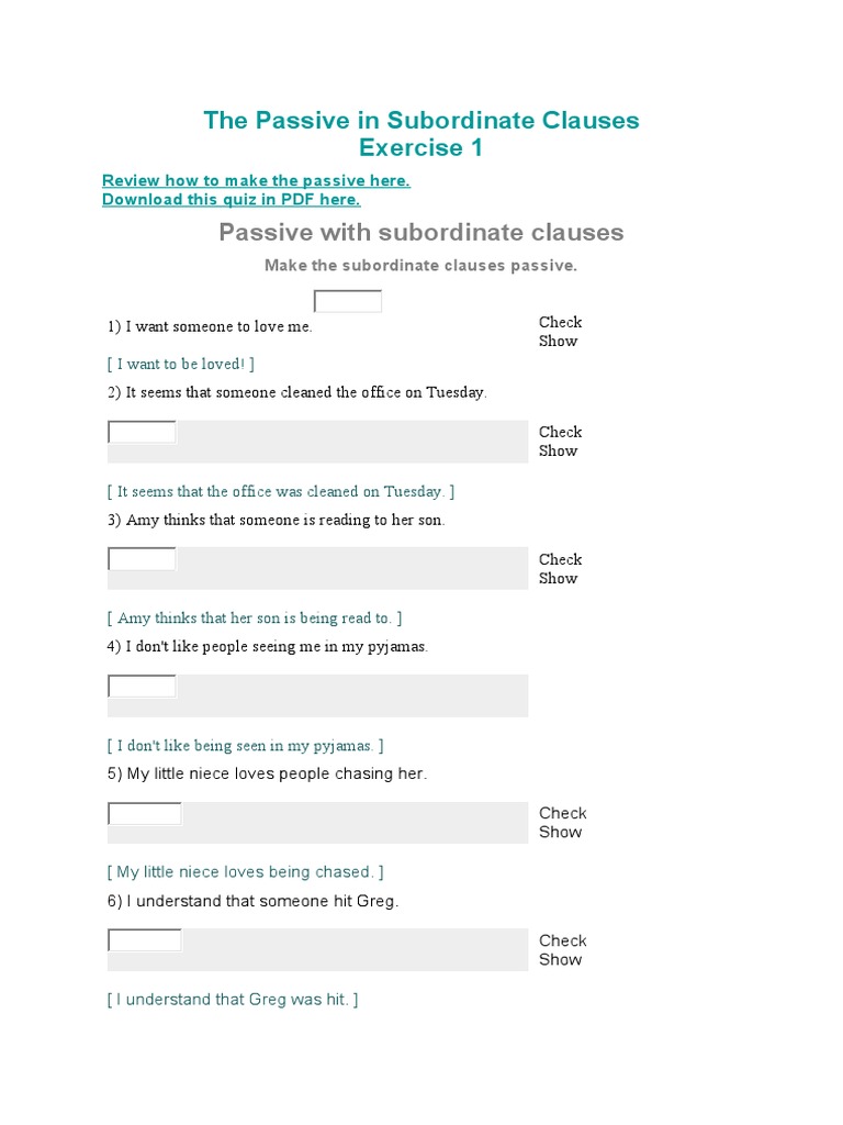 Making Passive Subordinate Clauses | PDF