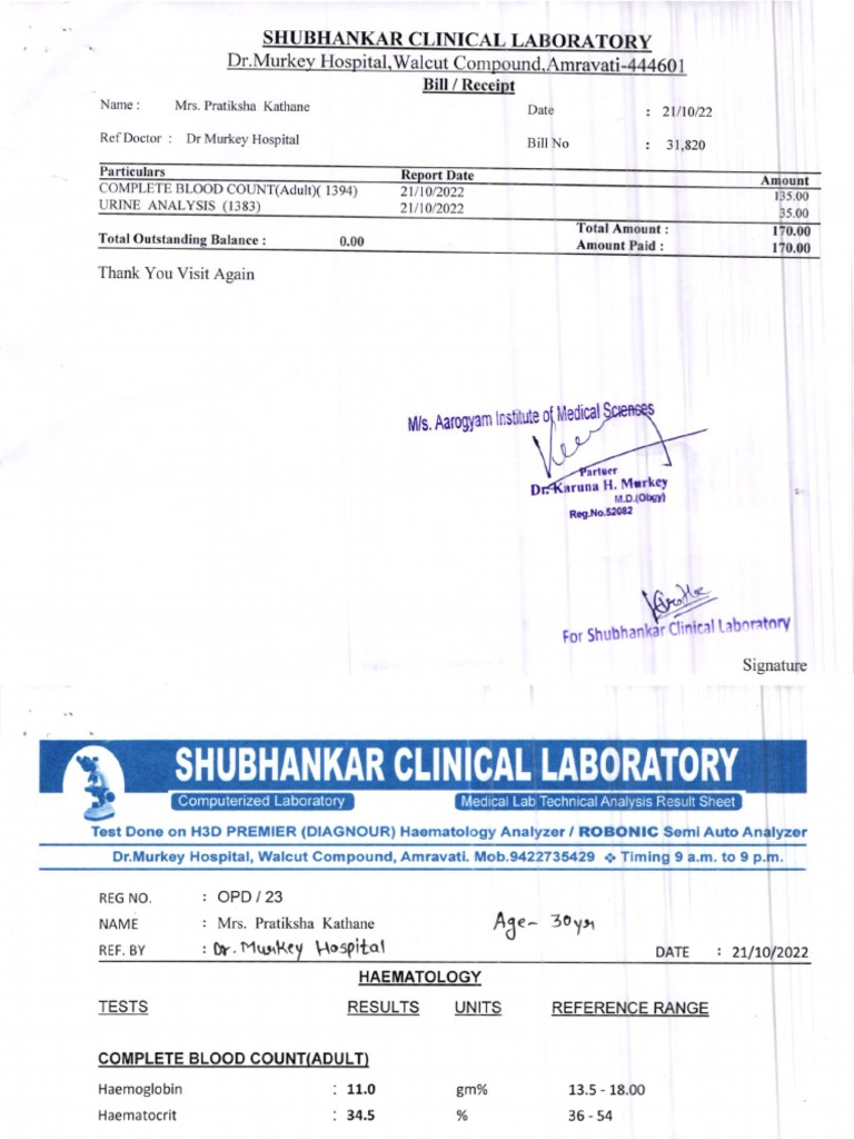 Investigation Bill With Report | PDF | Blood Type | Medical Laboratory