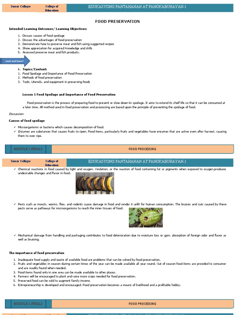 Module 1 Finals | PDF | Food Preservation | Foods