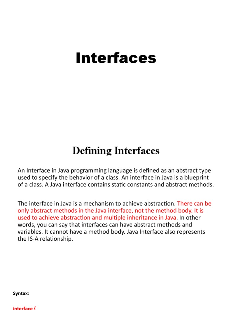 Interfaces Pdf Class Computer Programming Method Computer Programming 