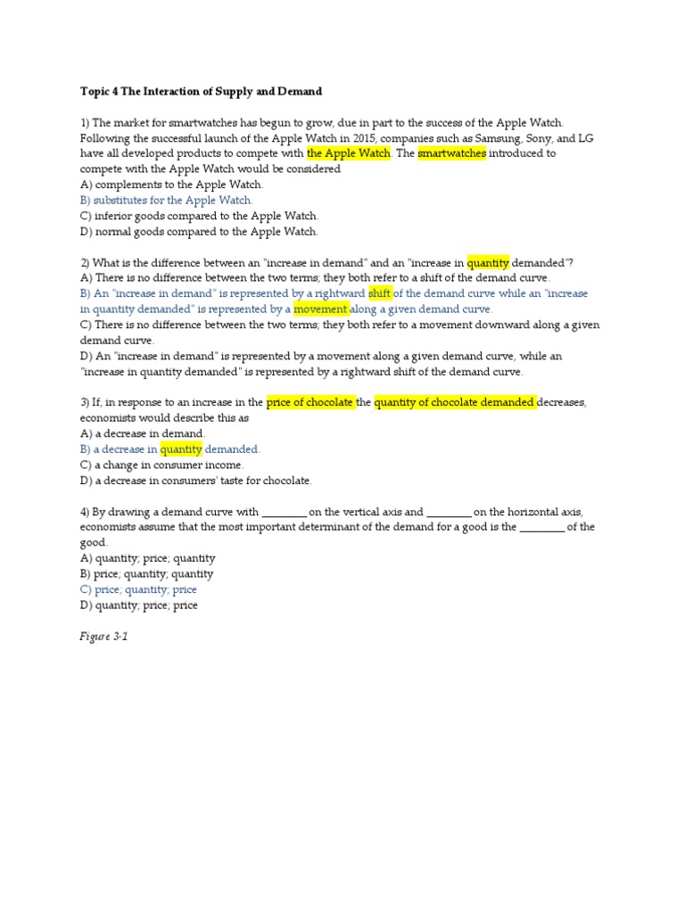 Topic 4 The Market Forces of Supply and Demand Question | PDF | Supply ...