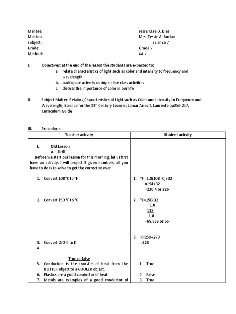 G 7 Characteristics of Light | PDF | Light | Color