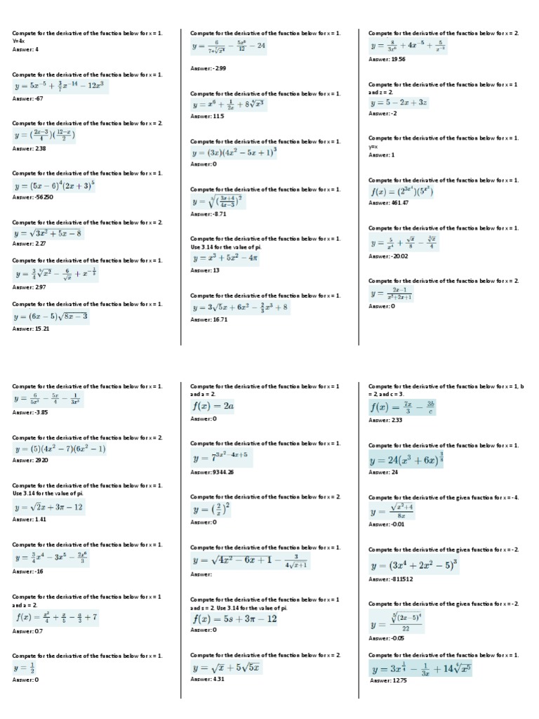 Basic Cal Week 7 9 Reviewer | PDF | Area | Volume
