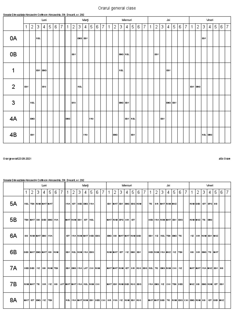 Orar Elevi 27 Sept 2021 | PDF
