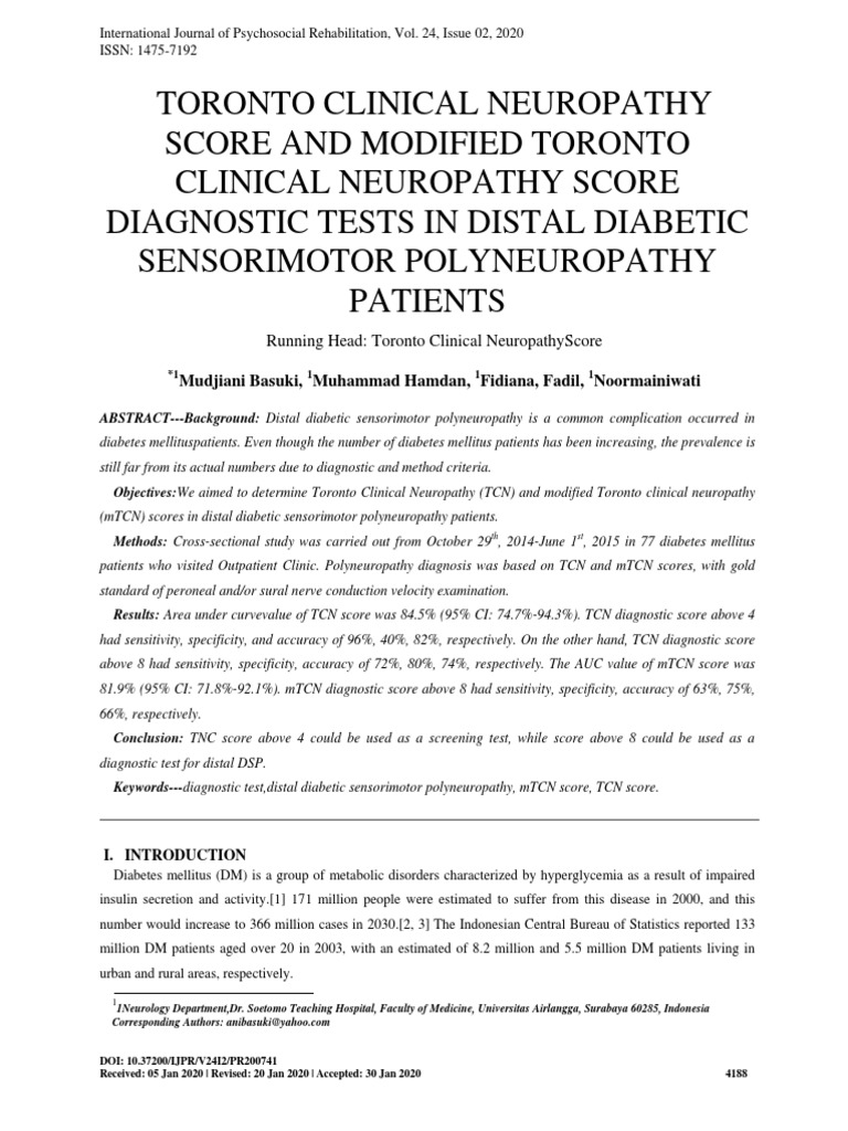Toronto Clinical Neuropathy Score and Modified Toronto Clinical ...
