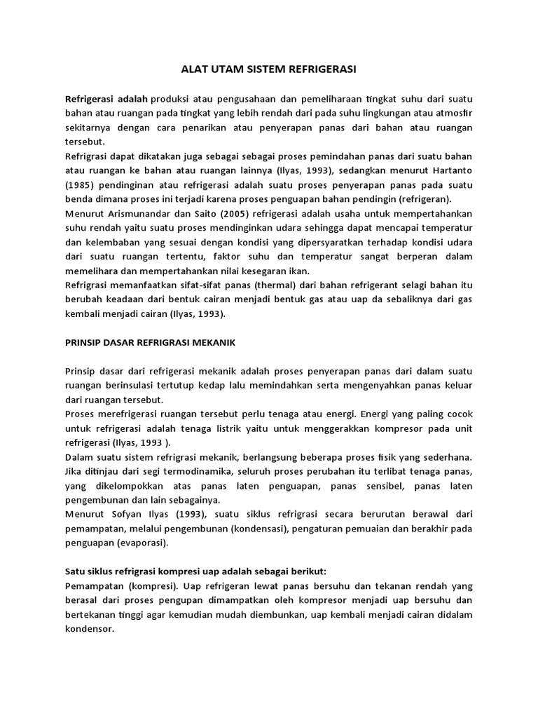 Prinsip dan Komponen Sistem Refrigerasi | PDF