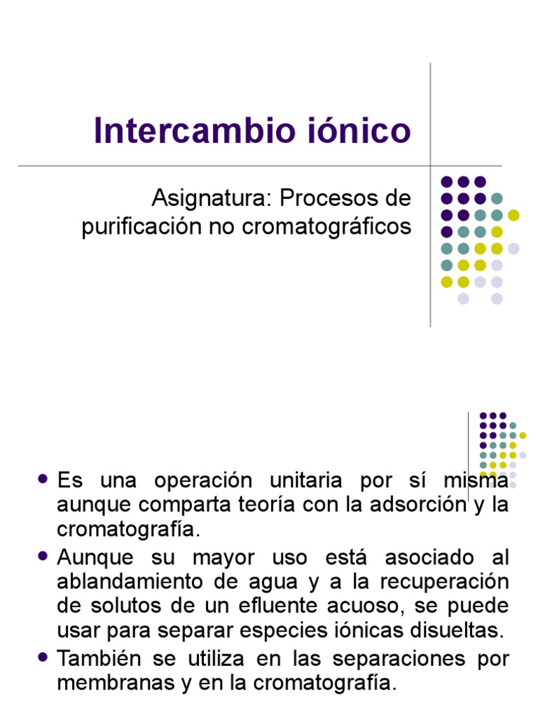 8 Intercambio Ionico OK | PDF | Ácido | Intercambio iónico