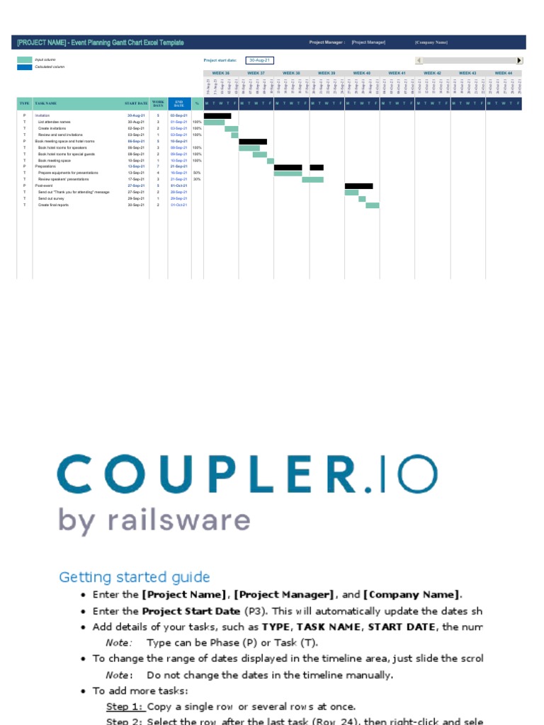 Event Planning Gantt Chart Excel Template | Download Free PDF ...