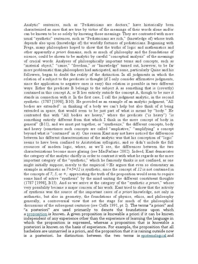 KANT | PDF | A Priori And A Posteriori | Epistemology