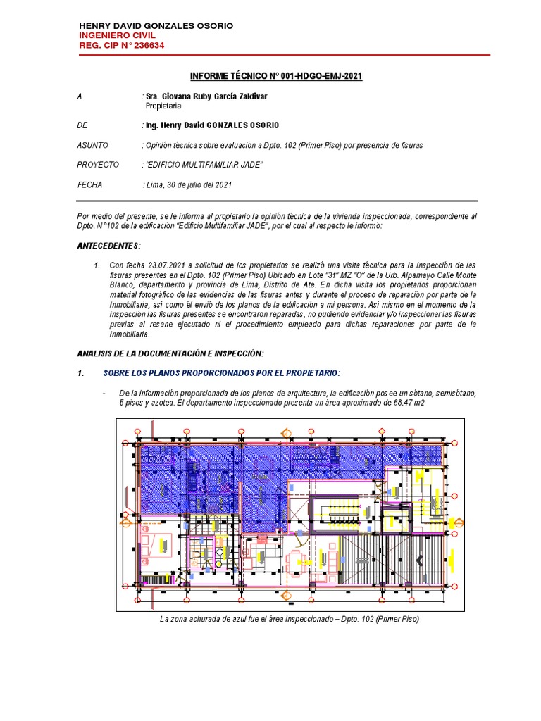 Informe Técnico #001-Hdgo-Emj-2021 | PDF | Albañilería | Ingeniería de Edificación