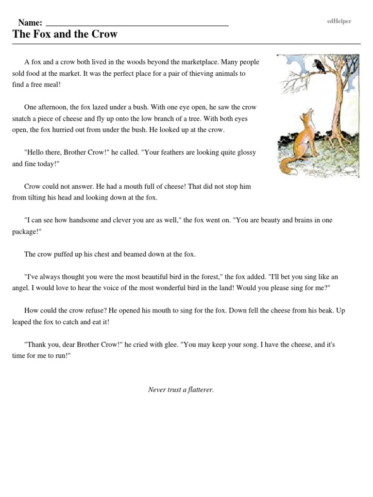 The Fox and the Crow: A Moral Lesson | PDF | Language Arts & Discipline