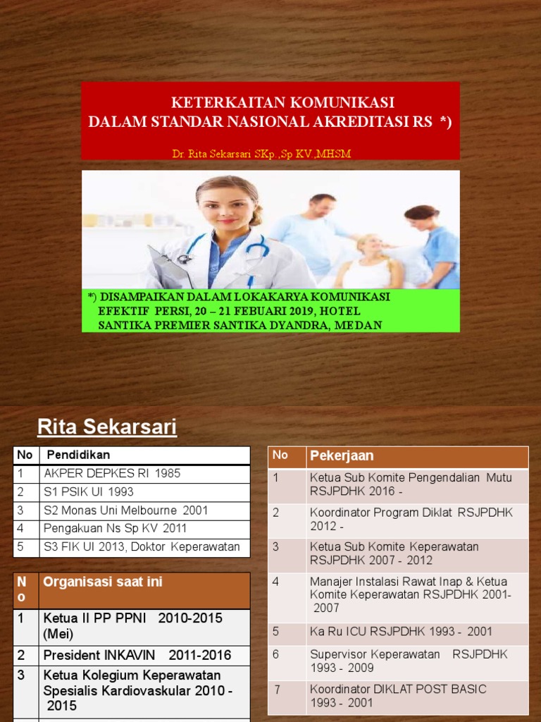 Dr. Rita Sekarsari SKP.,SP KV.,MHSM - Komunikasi Dalam SNARS PERSI | PDF