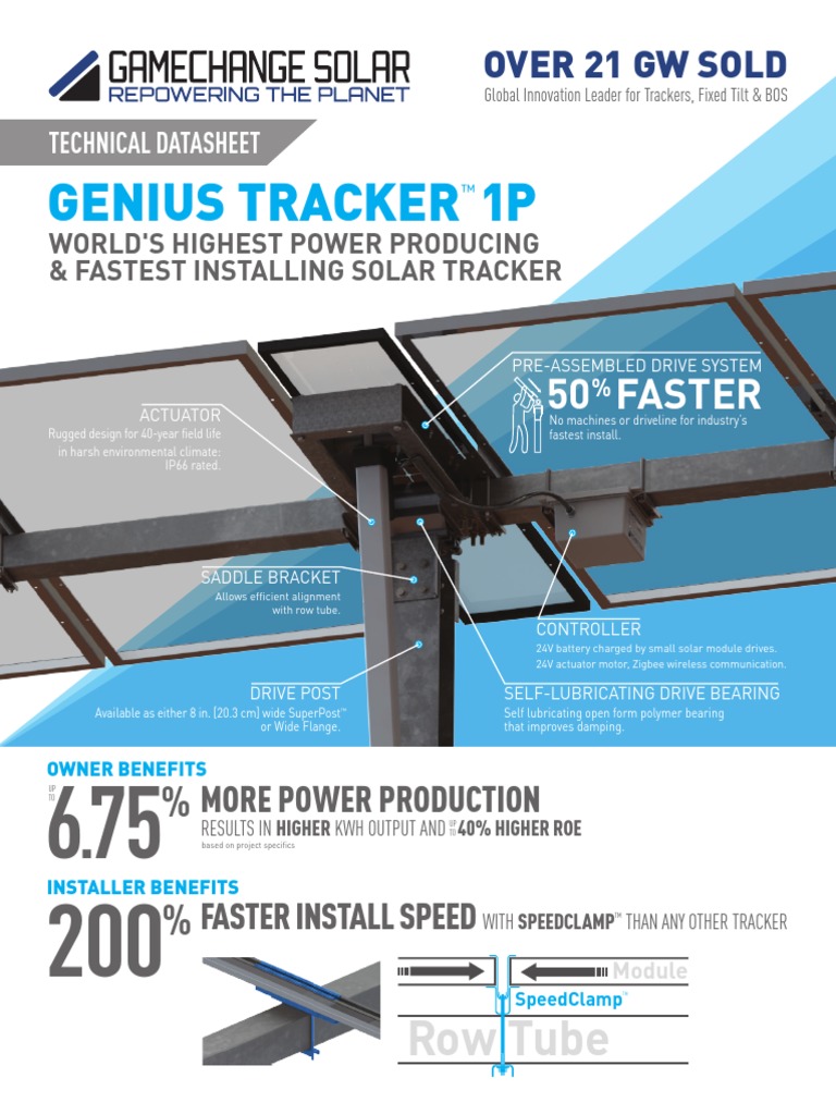 GameChange Solar Genius - Tracker 1P Technical - Datasheet 7 13 2022 ...