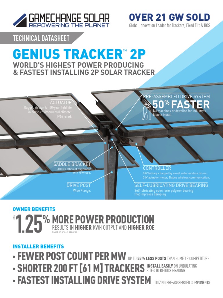 GameChange Solar Genius - Tracker 2P Technical - Datasheet 7 13 3022 ...