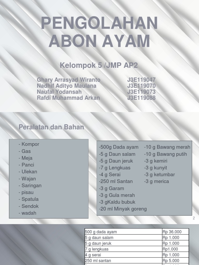 Pengolahan Abon Ayam | PDF