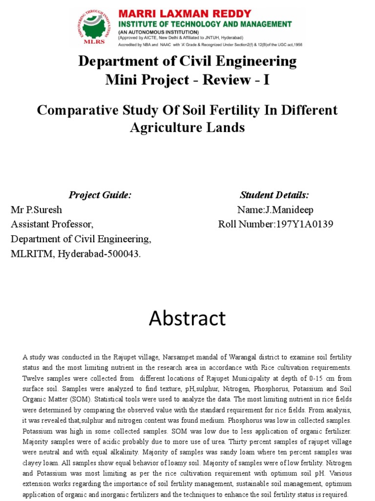 Mini Project Manideep PPT | PDF | Soil Fertility | Soil
