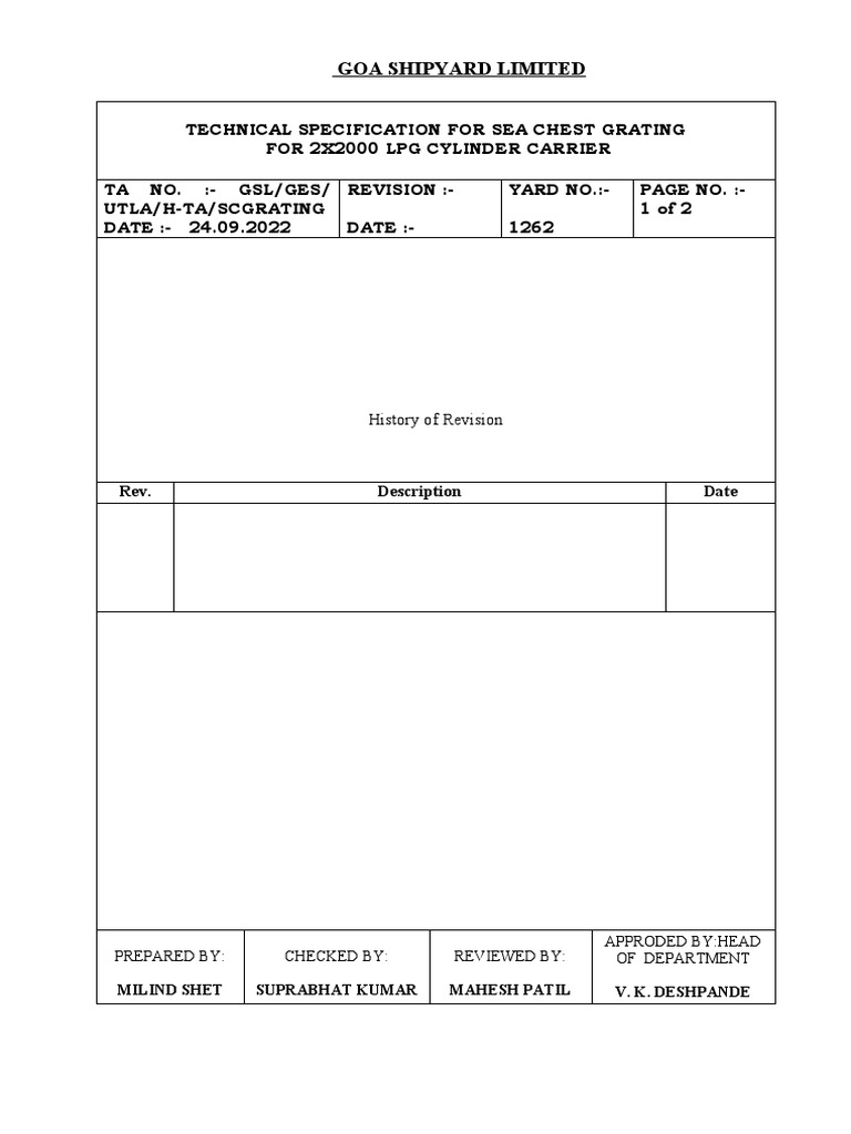 Sea Chest Grating Specs for Shipbuilders | PDF