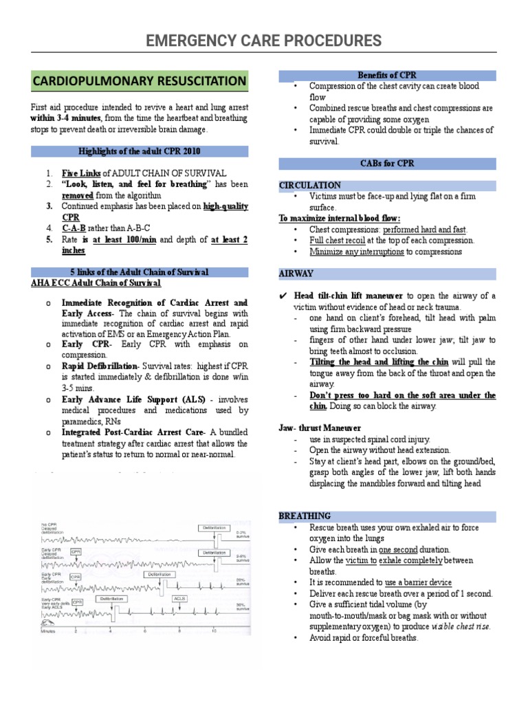 Emergency Care Procedures: Cardiopulmonary Resuscitation | PDF ...