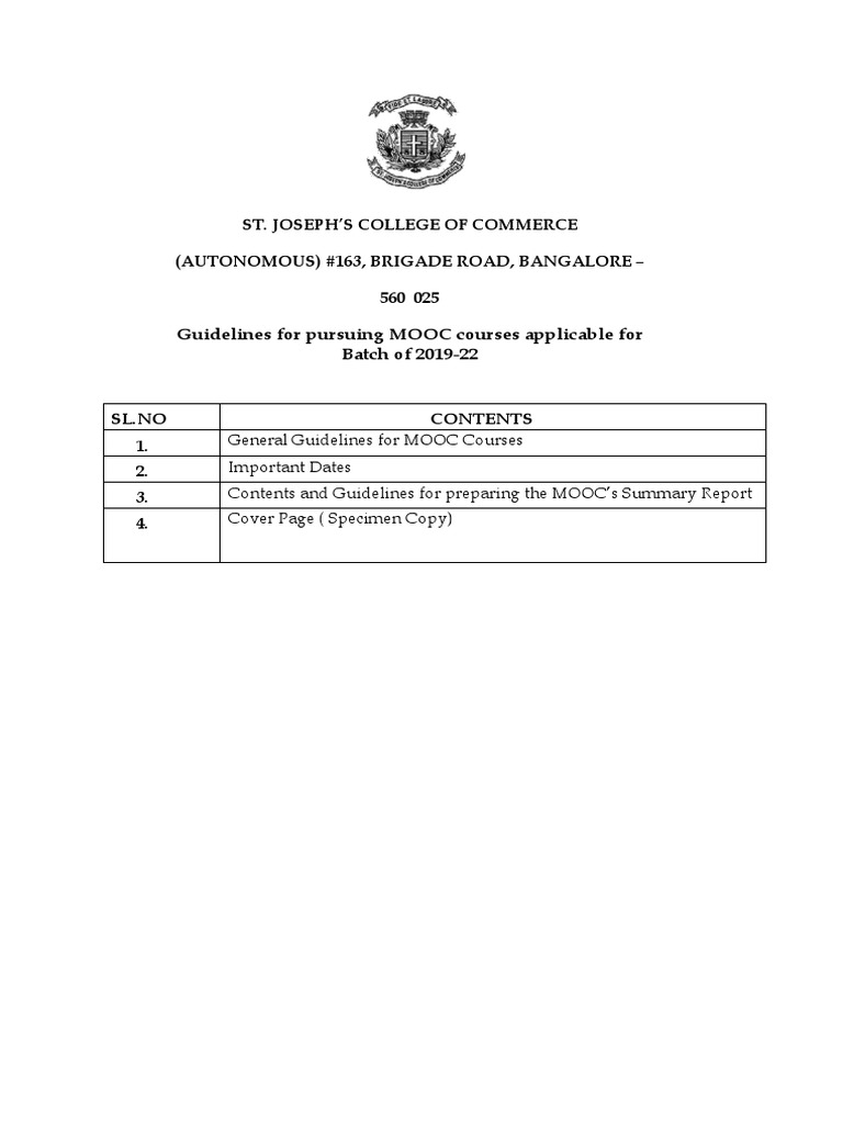 MOOC Guidelines for 2019-22 Batch | PDF | Massive Open Online Course ...