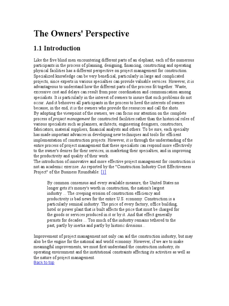 Construction The Owner S Perspective Pdf Loans Mortgage Loan