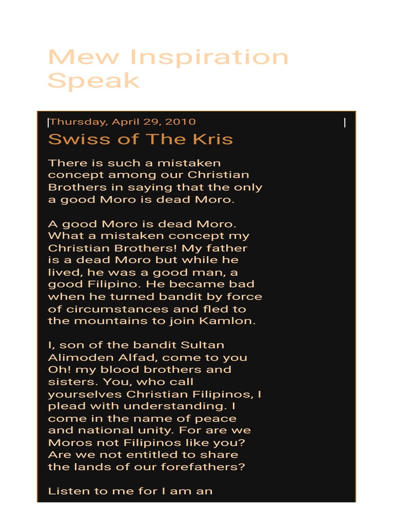 Swiss of The Kris | PDF Swiss of The Kris | PDF